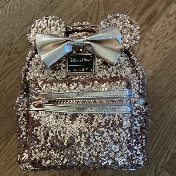 Loungefly | Bags | Disney Loungefly Sequin Rose Gold Backpack | Poshmark